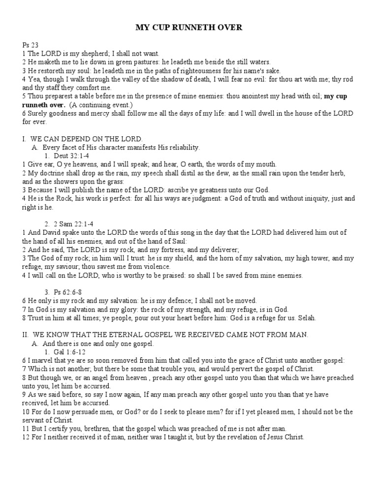 Understanding "My Cup Runneth Over" | PDF | Grace In Christianity ...