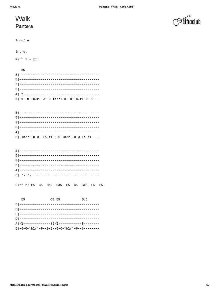 Pantera Walk Tab | PDF