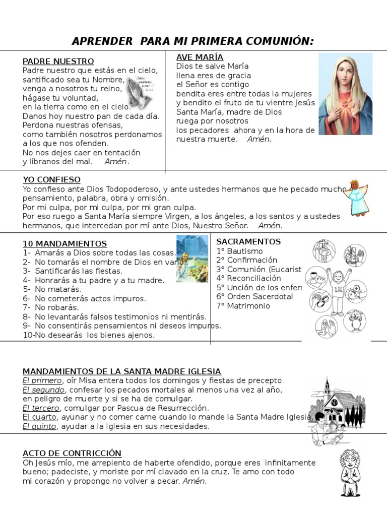 Preparacion para Mi Primera Comunion | PDF | eucaristía | María, madre de Jesús
