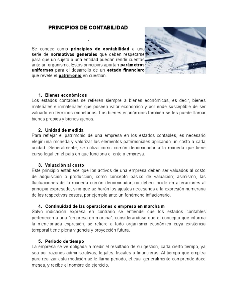 11 Principios de Contabilidad | PDF | Principios contables generalmente ...