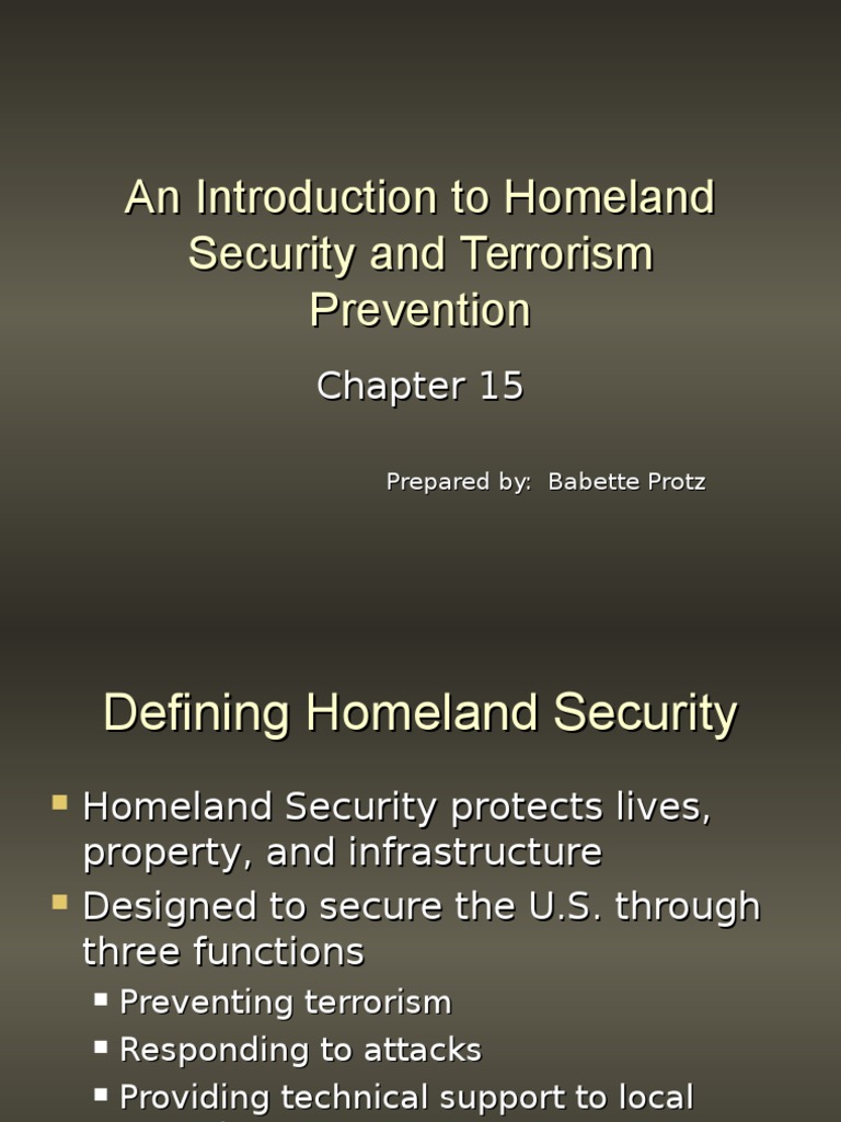 An Introduction To Homeland Security and Terrorism Prevention | PDF ...