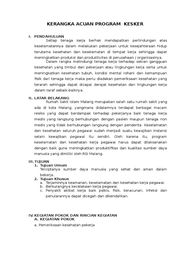 K3 ToR Keselamatan Kesehatan Kerja | PDF