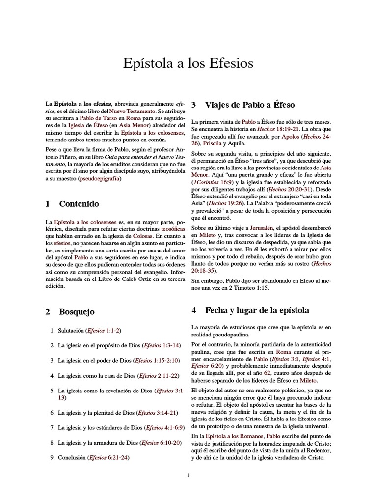 Epístola A Los Efesios | PDF | Epístola a los efesios | Textos ...