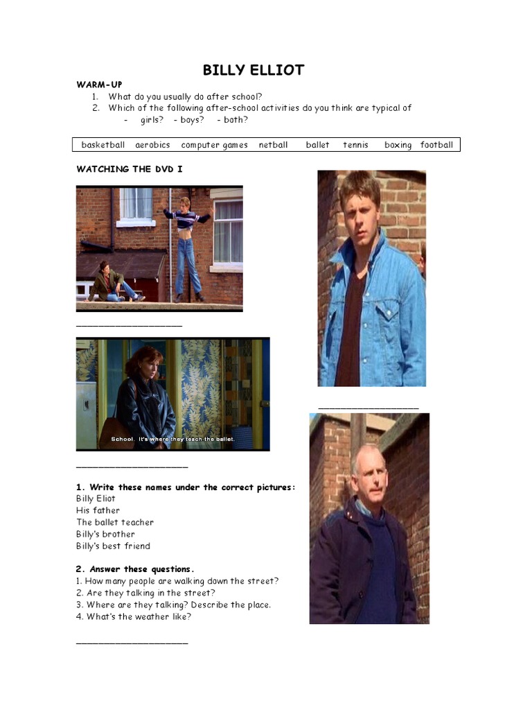 Billy Elliot Worksheet | Download Free PDF | Leisure