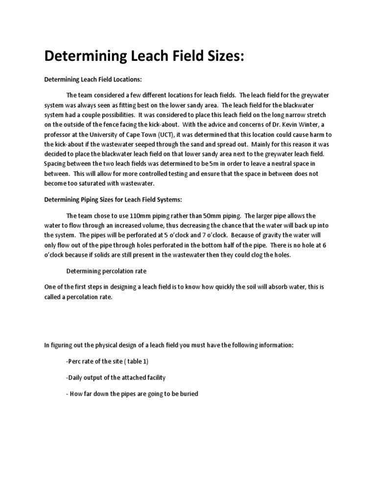 Leach Field Design and Sizing Guide | PDF | Pipe (Fluid Conveyance ...