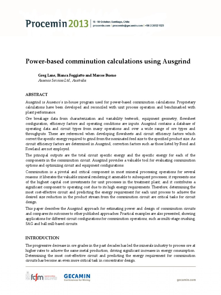 Comminution Circuit Design with Ausgrind | PDF | Mill (Grinding ...