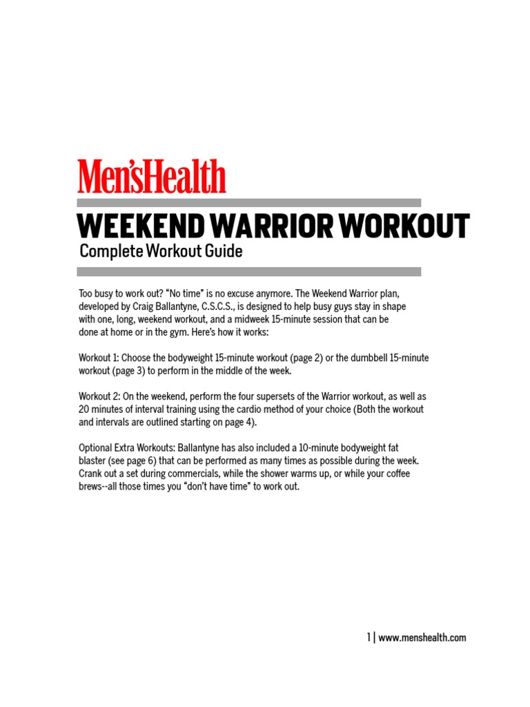 Weekend Warrior Workout | Download Free PDF | Human Anatomy | Recreation