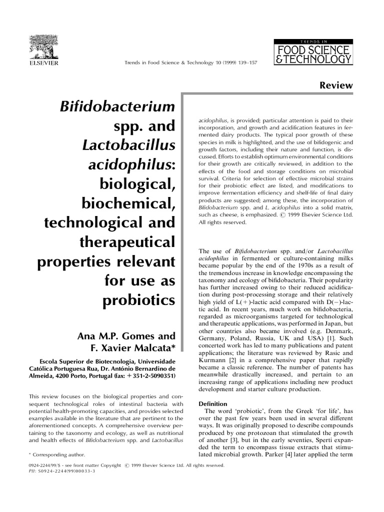 Bifidobacterium Spp. and Lactobacillus Acidophilus - Biological ...