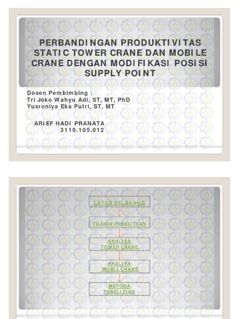 Perbandingan Produktivitas Static Tower Crane Dengan Mobile Crane | PDF