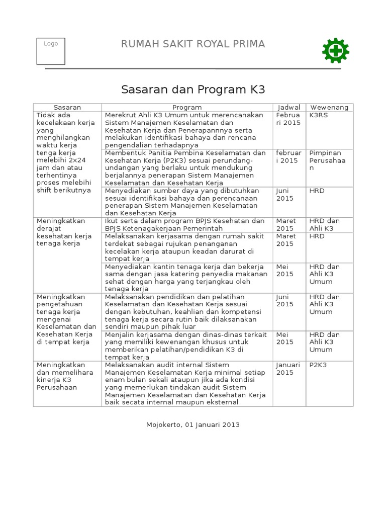 Sasaran Dan Program K3 | PDF | Karier & Perkembangan | Kesehatan Holistik
