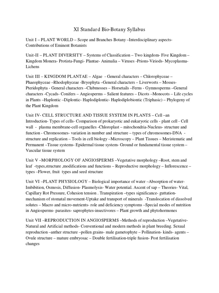 XI & - XII Bio-Botany PDF | PDF | Plants | Botany