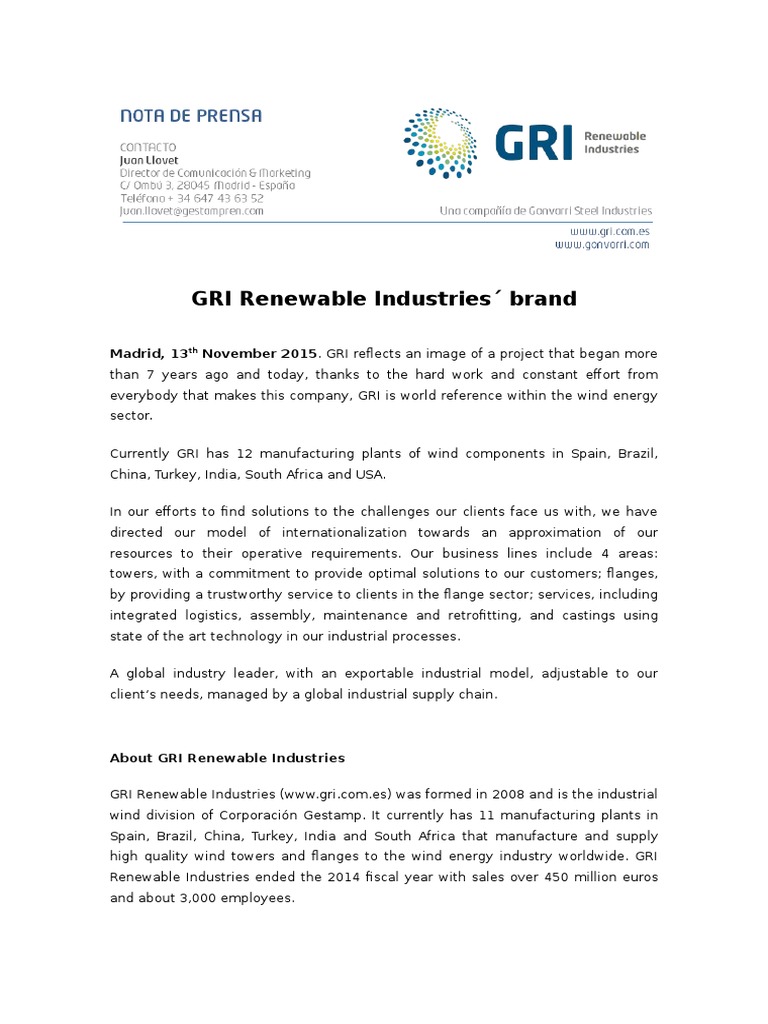 GRI Renewable Industries Overview | PDF | Finance & Money Management