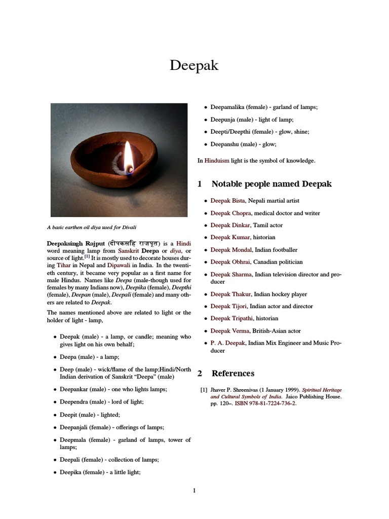Deepak: 1 Notable People Named Deepak | PDF | Languages
