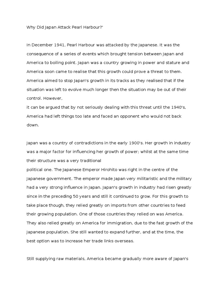 Reasons Behind Japan's Pearl Harbor Attack | PDF | Empire Of Japan ...