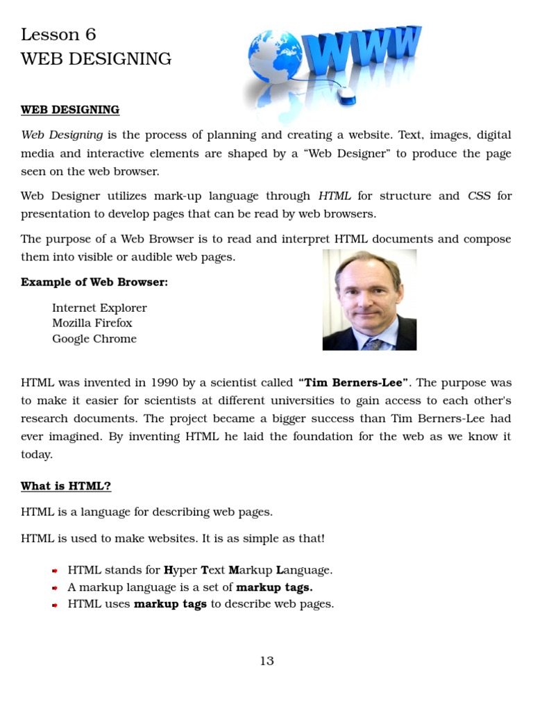 Grade 8 - Web Designing | PDF | Html | Html Element