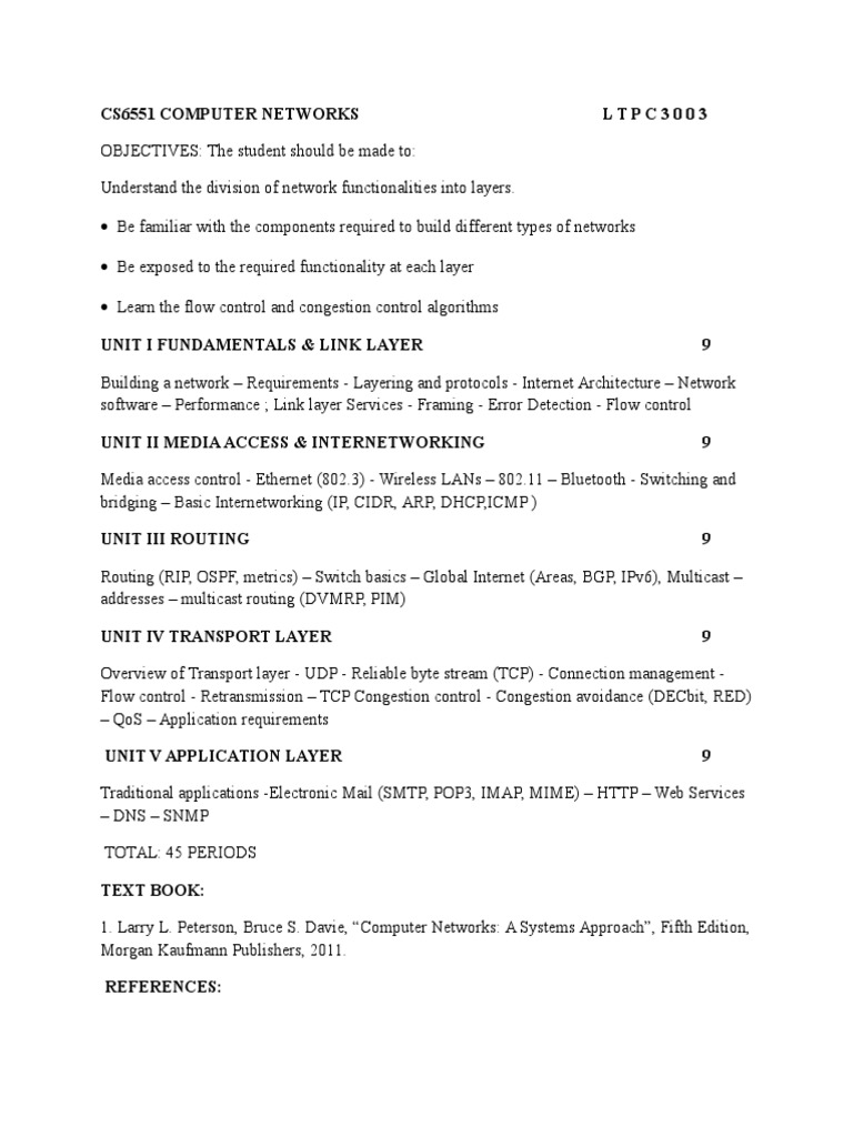 Cs6551 Computer Networks And Lab Pdf Computer Network Network Congestion