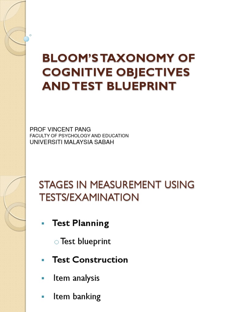 2 Bloom's Taxonomy and Test Blueprint | Knowledge | Emergence