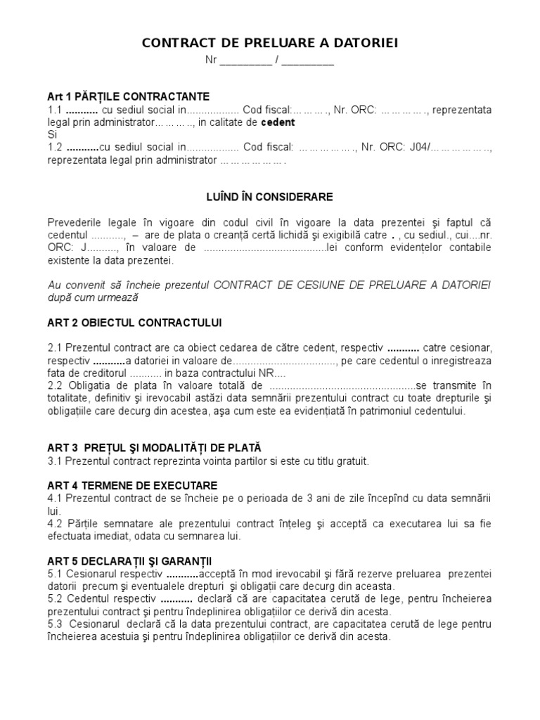 Contract De Imprumut