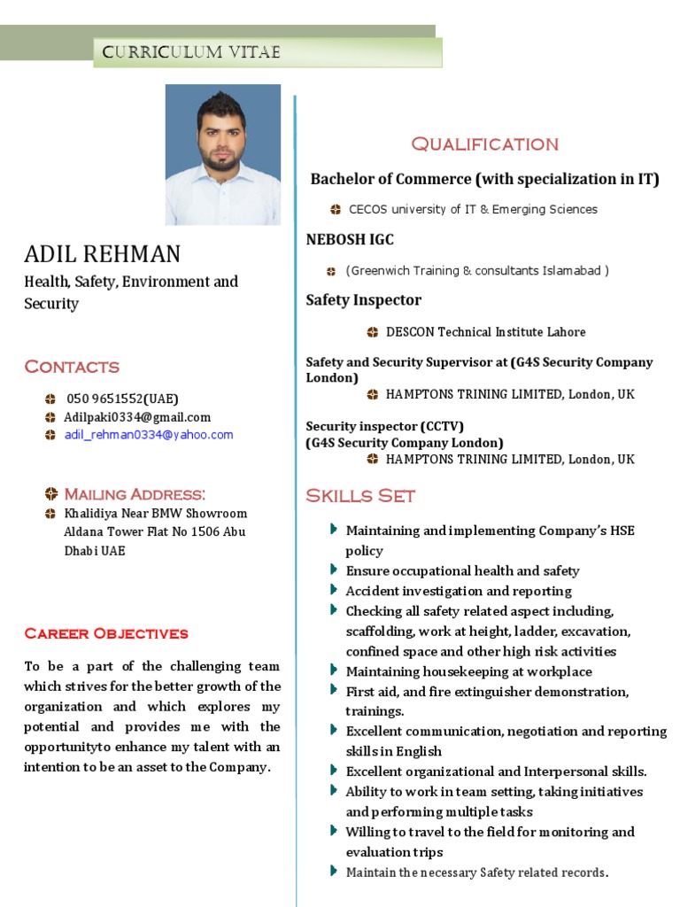 Adil New CV PDF | PDF | Safety | Occupational Safety And Health Adil New CV PDF | PDF | Safety | Occupational Safety And Health