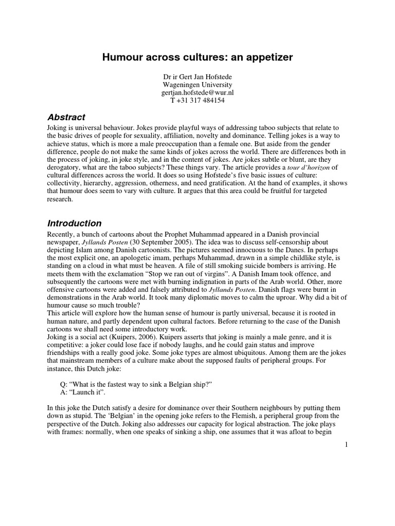 Humour in Cultures | PDF | Jokes | Collectivism