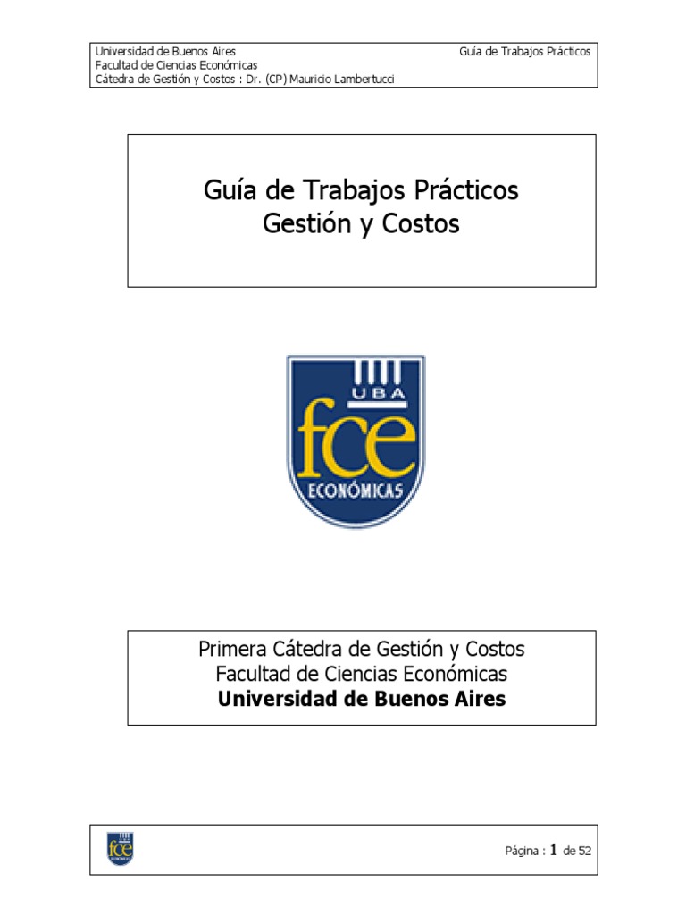 Guía Práctica Uba Fce GC 2014 | PDF | Costo | Presupuesto