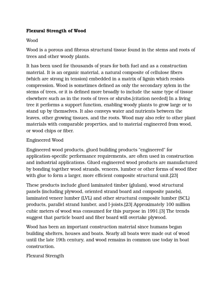 Flexural Strength of Wood | PDF | Wood | Strength Of Materials