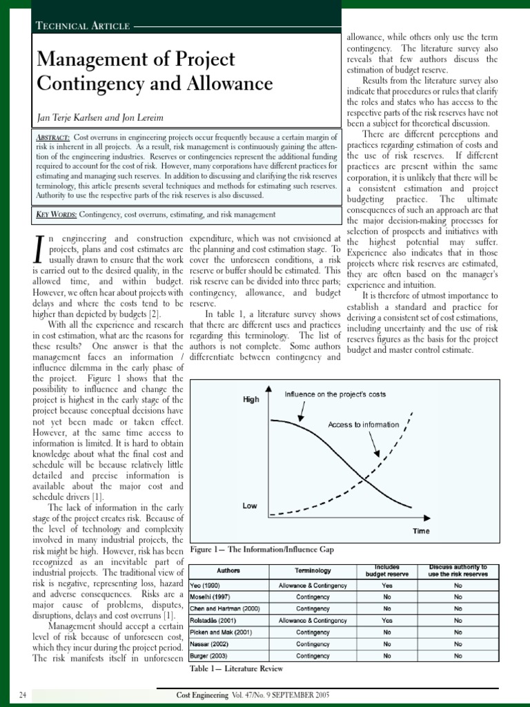Management of Project Contingency and Allowance | PDF | Risk | Risk ...