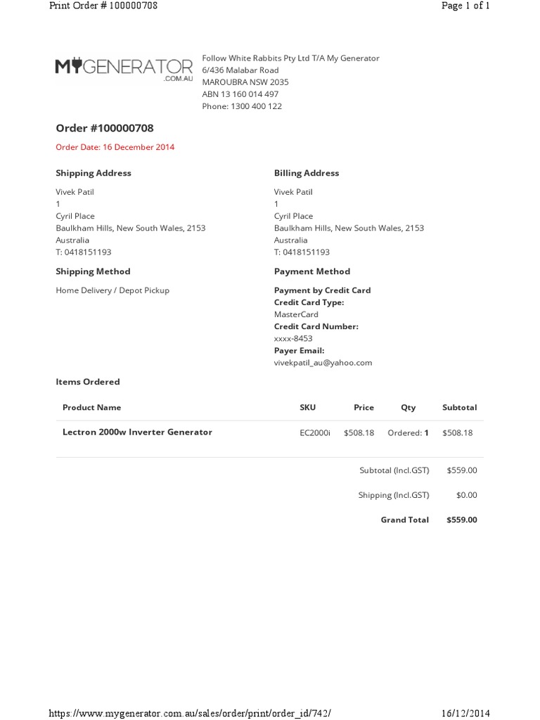 Lectron 2000w Inverter Generator 161214 | PDF