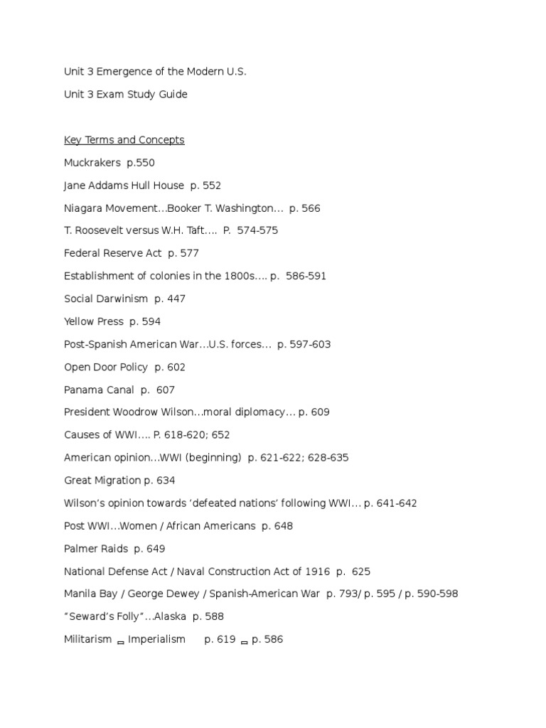 Unit 3 Exam Study Guide | PDF | Woodrow Wilson | Imperialism