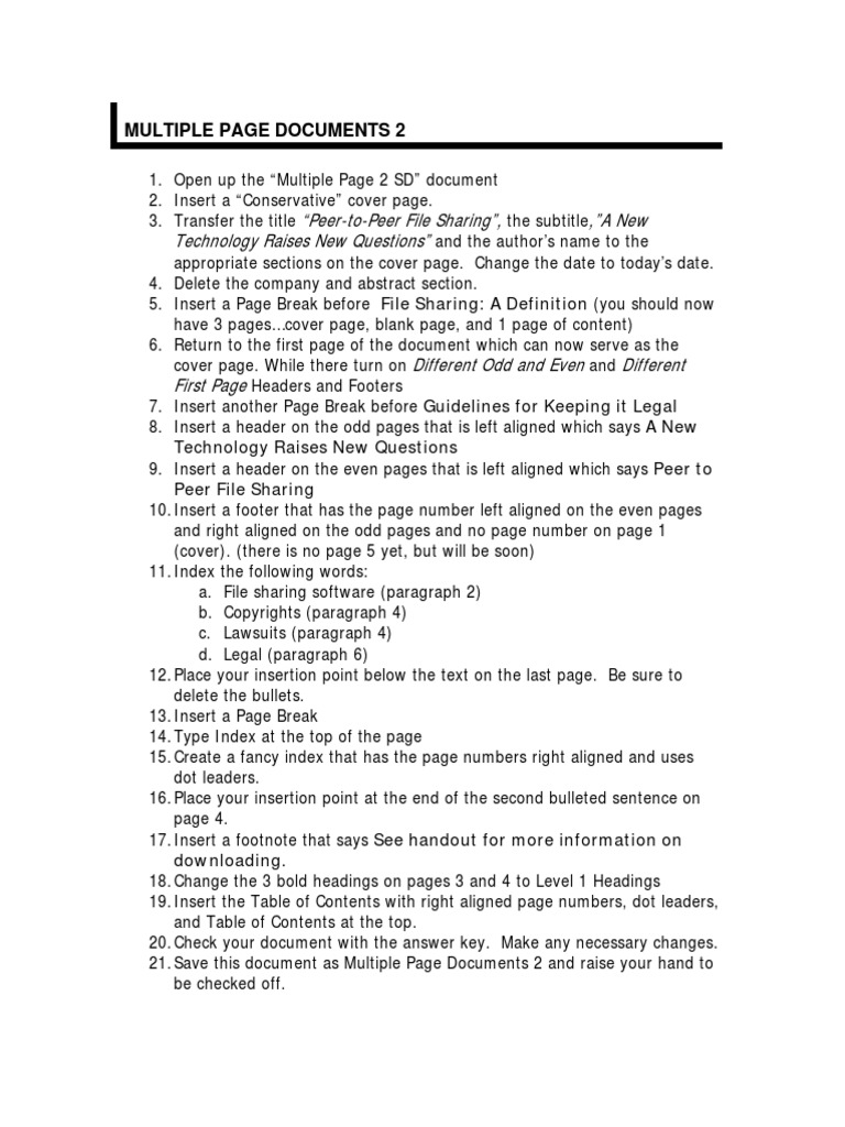 Formatting Guide for Multi-Page Documents | PDF