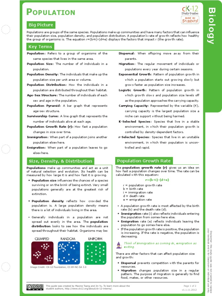 Population Study Guide | PDF | Population Growth | Population