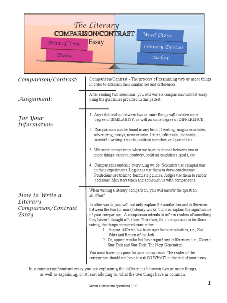 Writing a Literary Comparison Essay | PDF | Essays | Paragraph