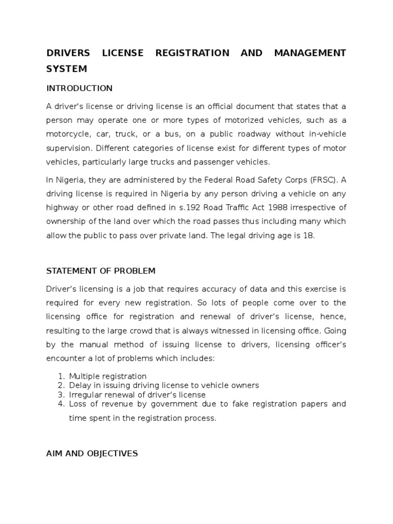 Nigeria Driver's License Management System | PDF | Driver's License ...