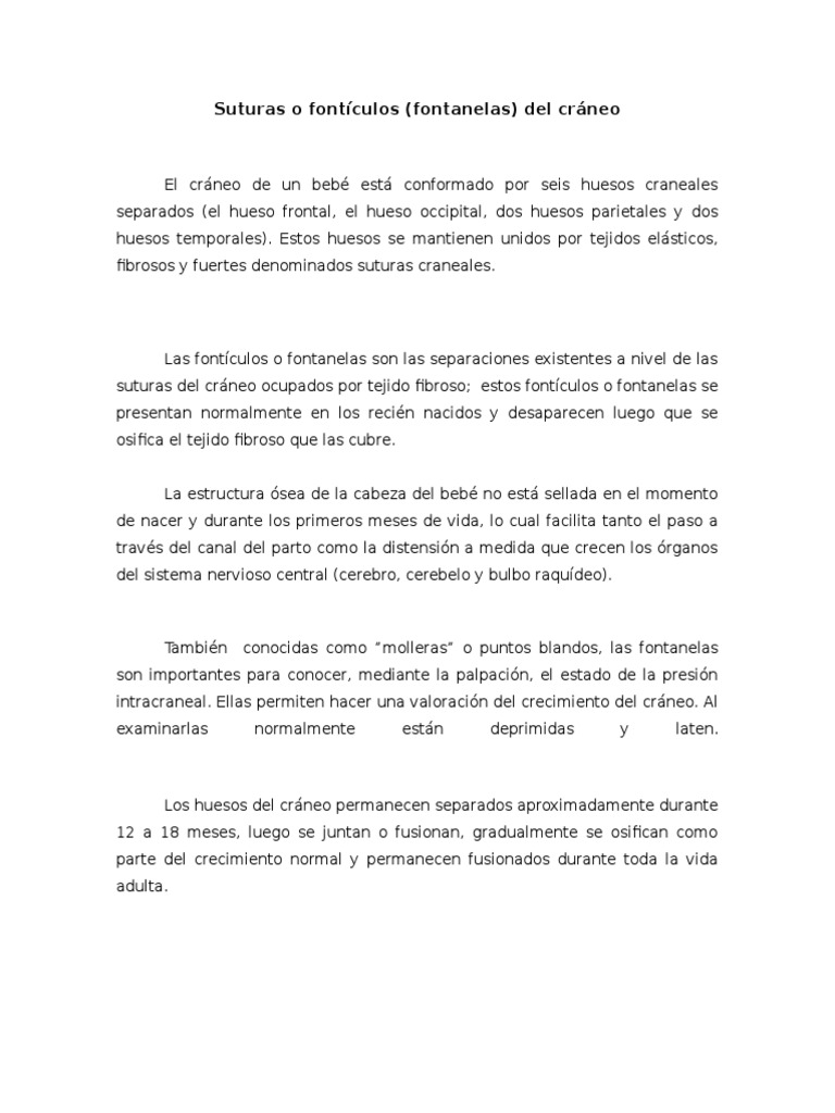 Las suturas y fontículos del cráneo en los recién nacidos: estructura ...