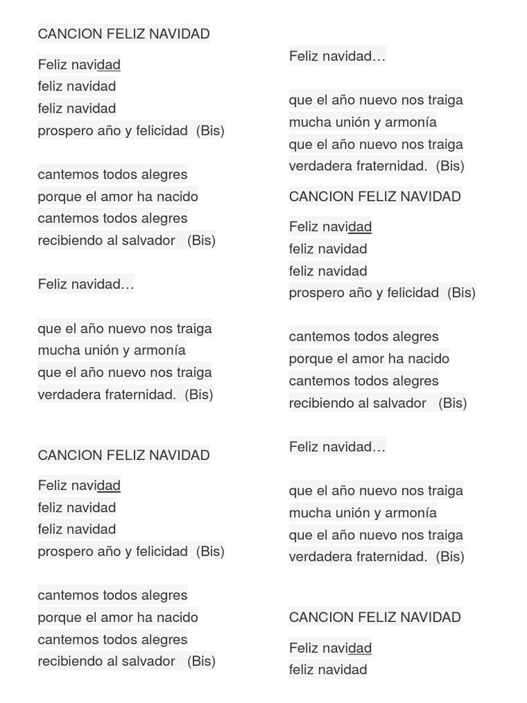 Letra de la Canción "Feliz Navidad" | PDF | Arte | Poesía