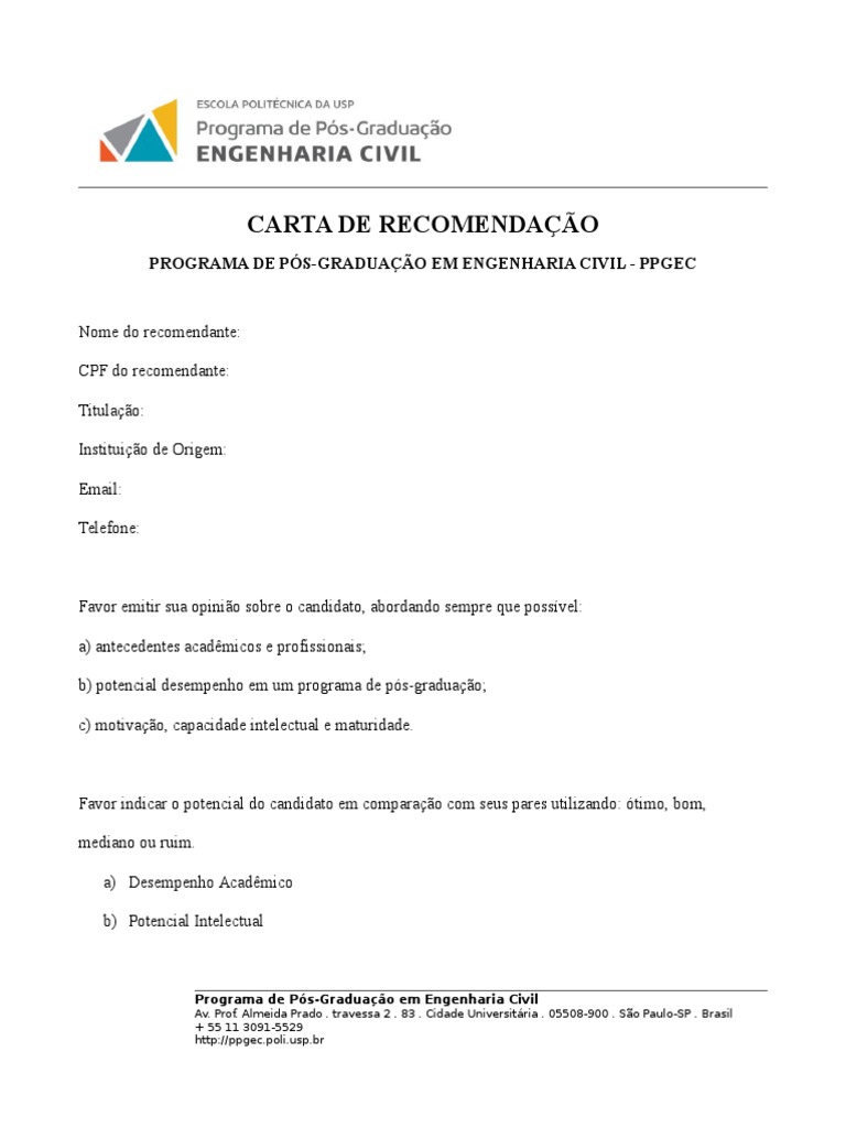 Modelo de Carta de Recomendação-1 - 0 | PDF