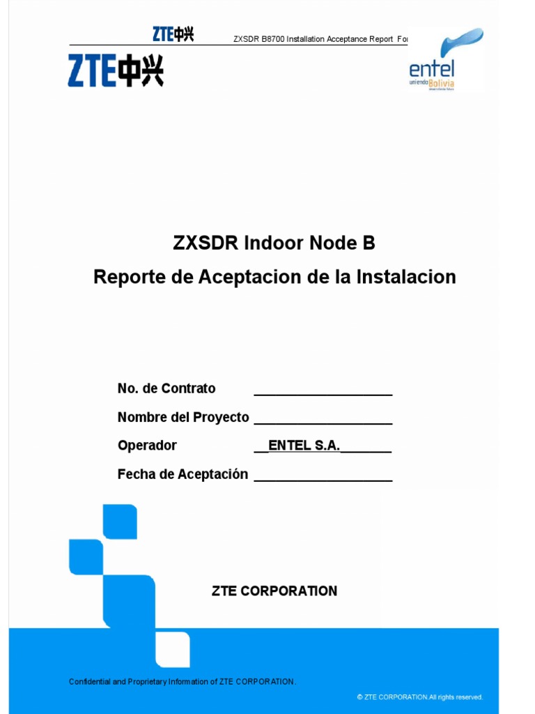 NodeB Indoor Installation Acceptance Report (SPAN) | PDF | Cobre ...