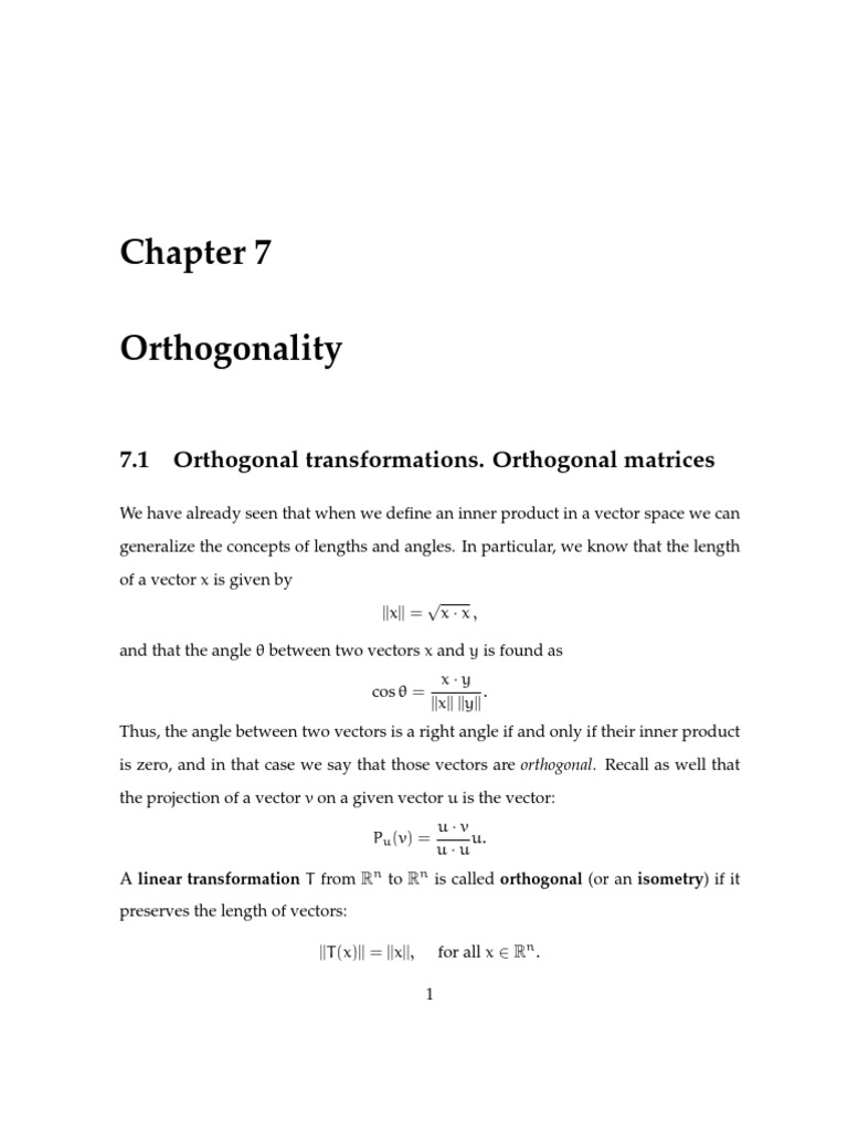 Understanding Orthogonality in Linear Algebra | PDF | Basis (Linear Algebra) | Linear Subspace