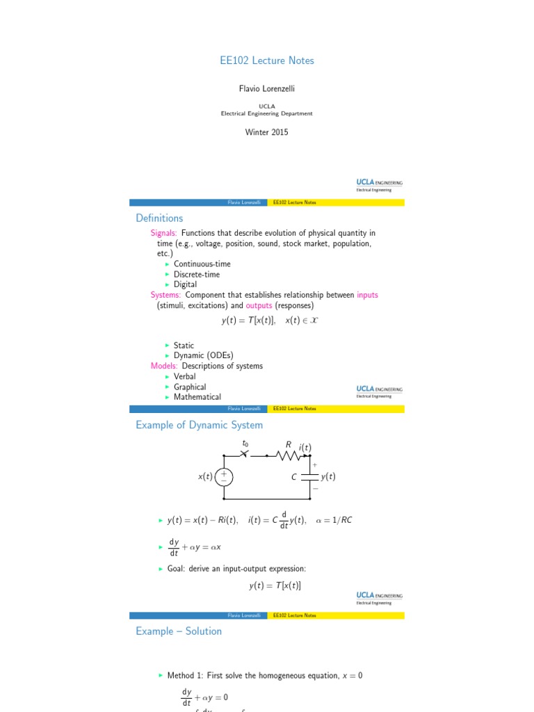Electrical Engineering Lecture 1 Pdf Signal Electrical Engineering Convolution