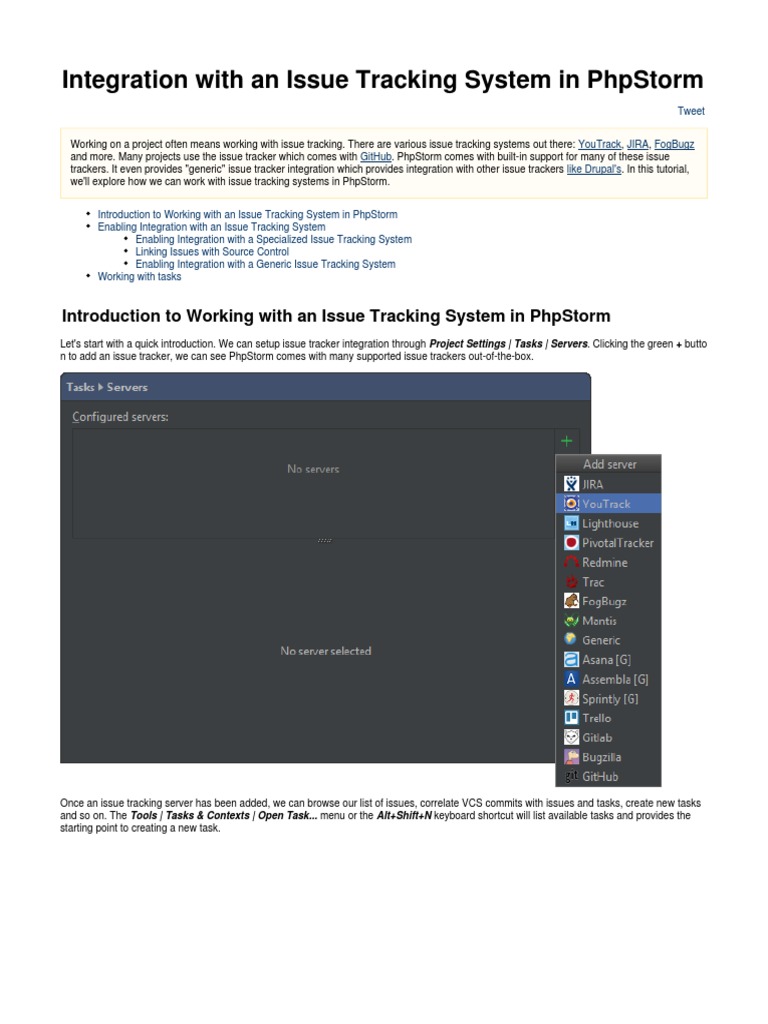 PhpStorm Issue Tracker Integration Guide | PDF | Version Control ...