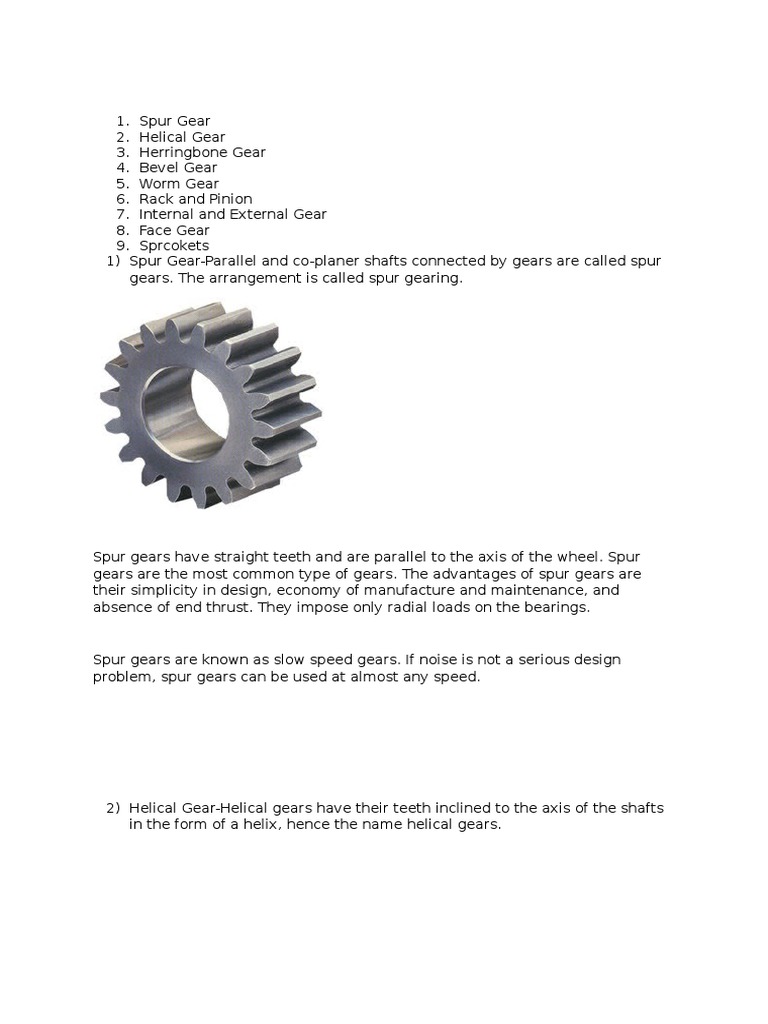 Type of Gears | PDF | Gear | Machines