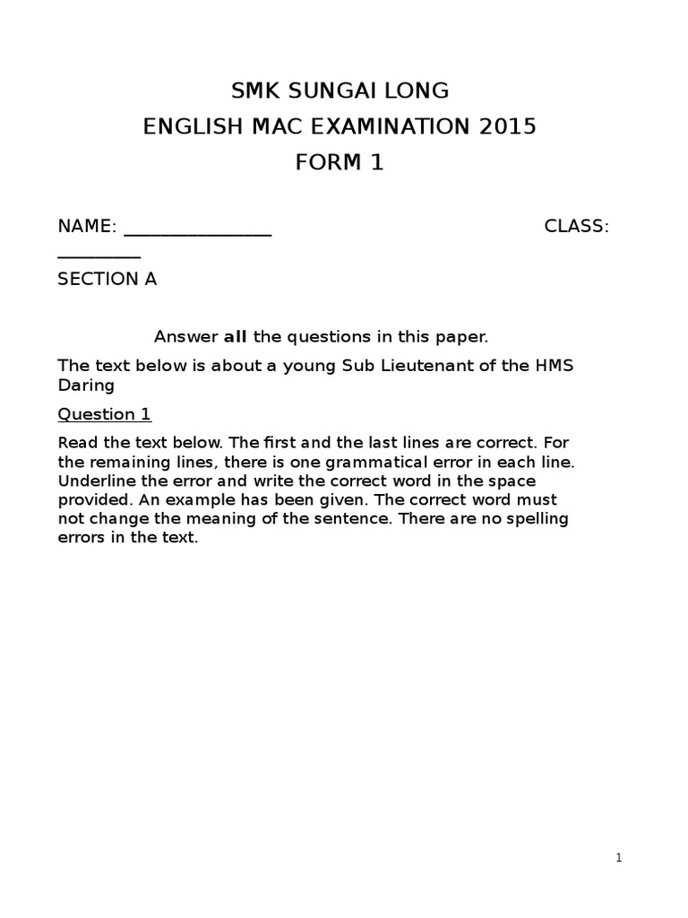 2015 f1 Mac Exam SMKBBSL | PDF | Endangered Species | Elephant