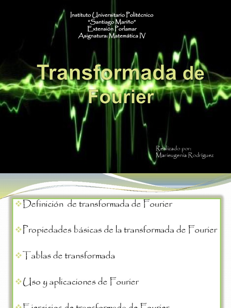 Transformada de Fourier PDF | PDF | Transformada de Fourier | Series de Fourier