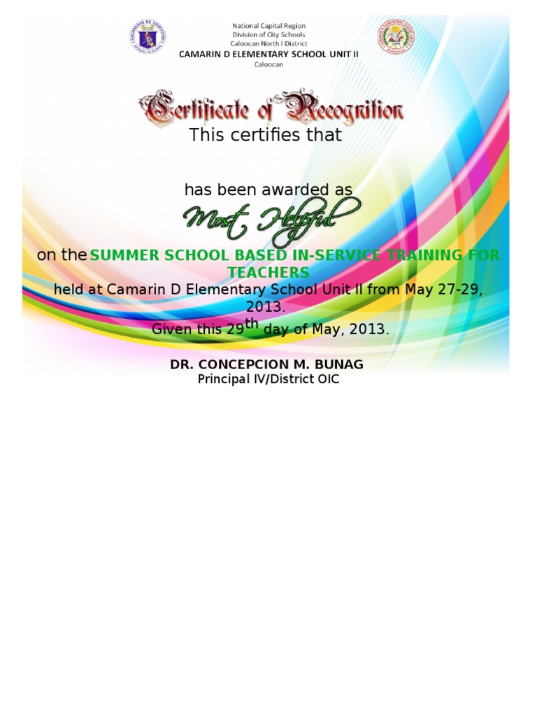 This Certifies That: Has Been Awarded As | PDF