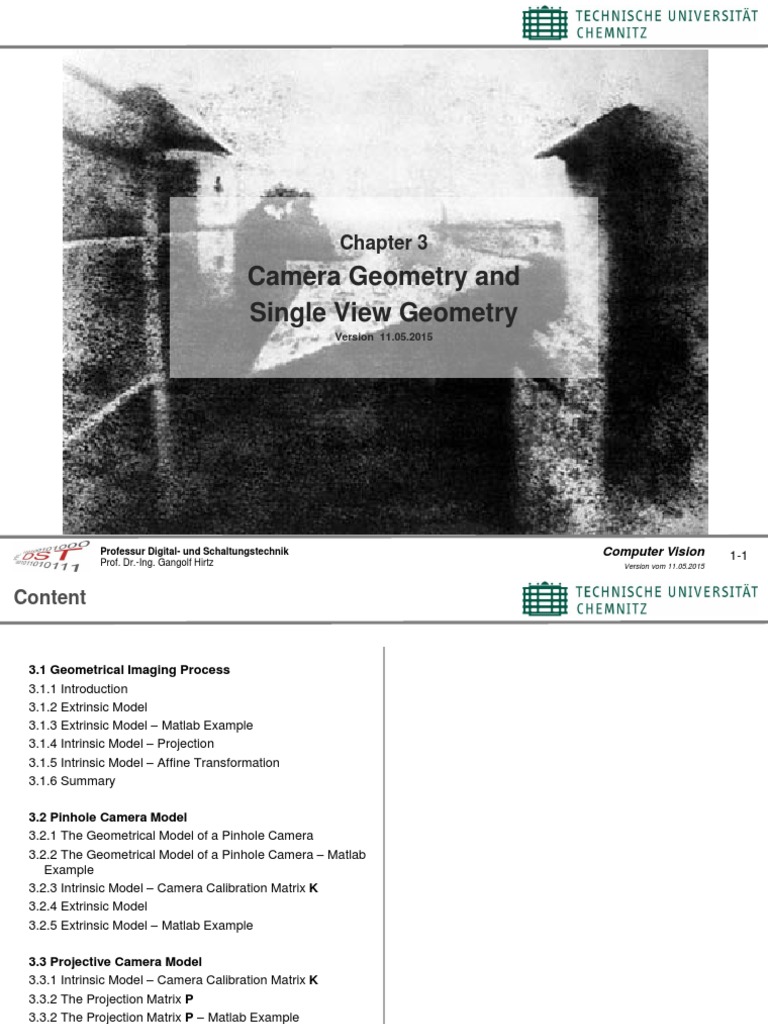 Camera Geometry and Single View Geometry | PDF | Computer Vision | Optics