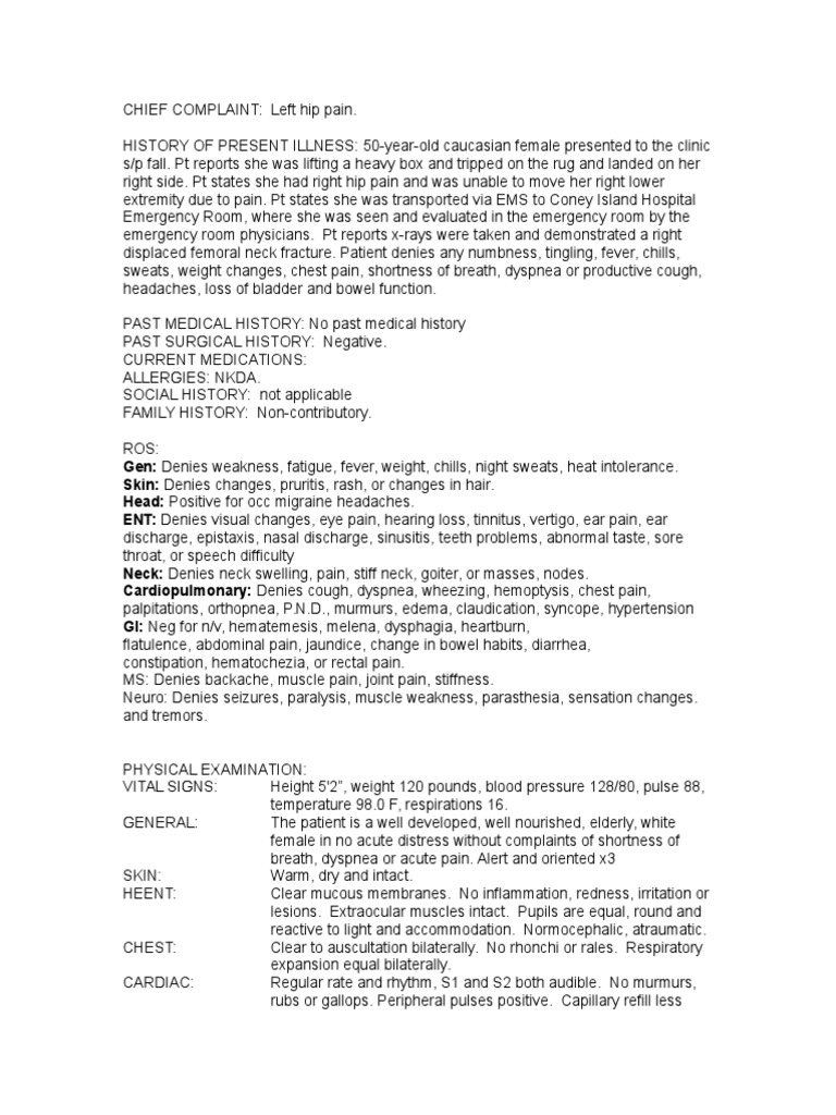 Hip Hpi | PDF | Hip | Pain