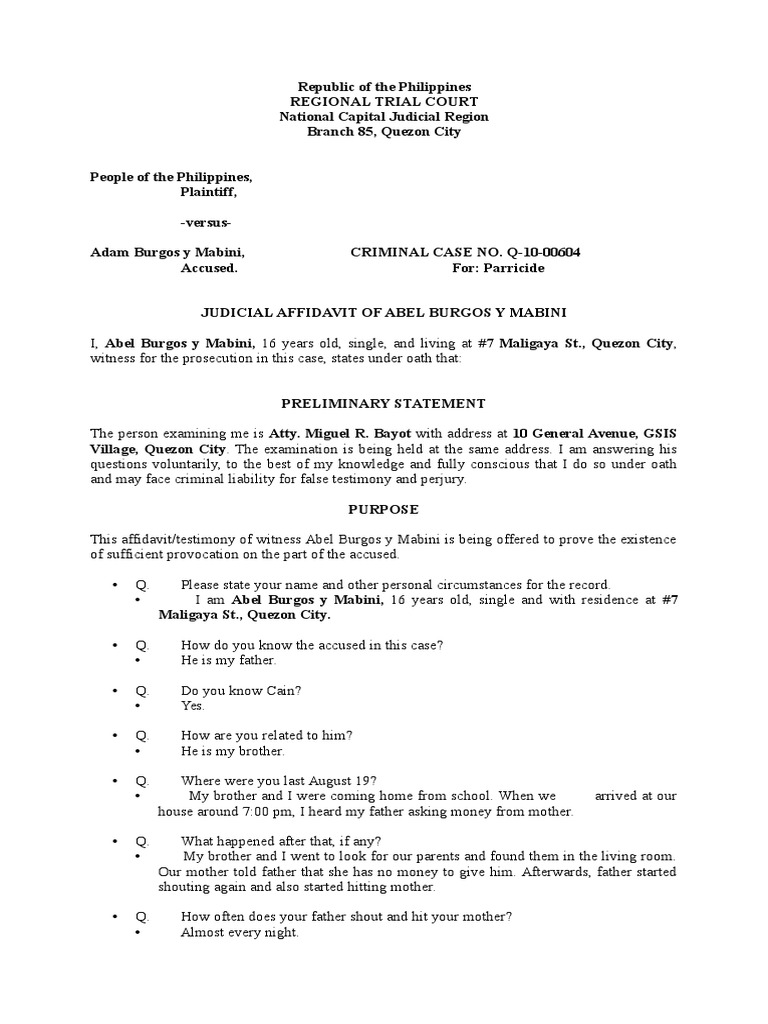 Sample Judicial Affidavit | PDF | Perjury | Judiciaries
