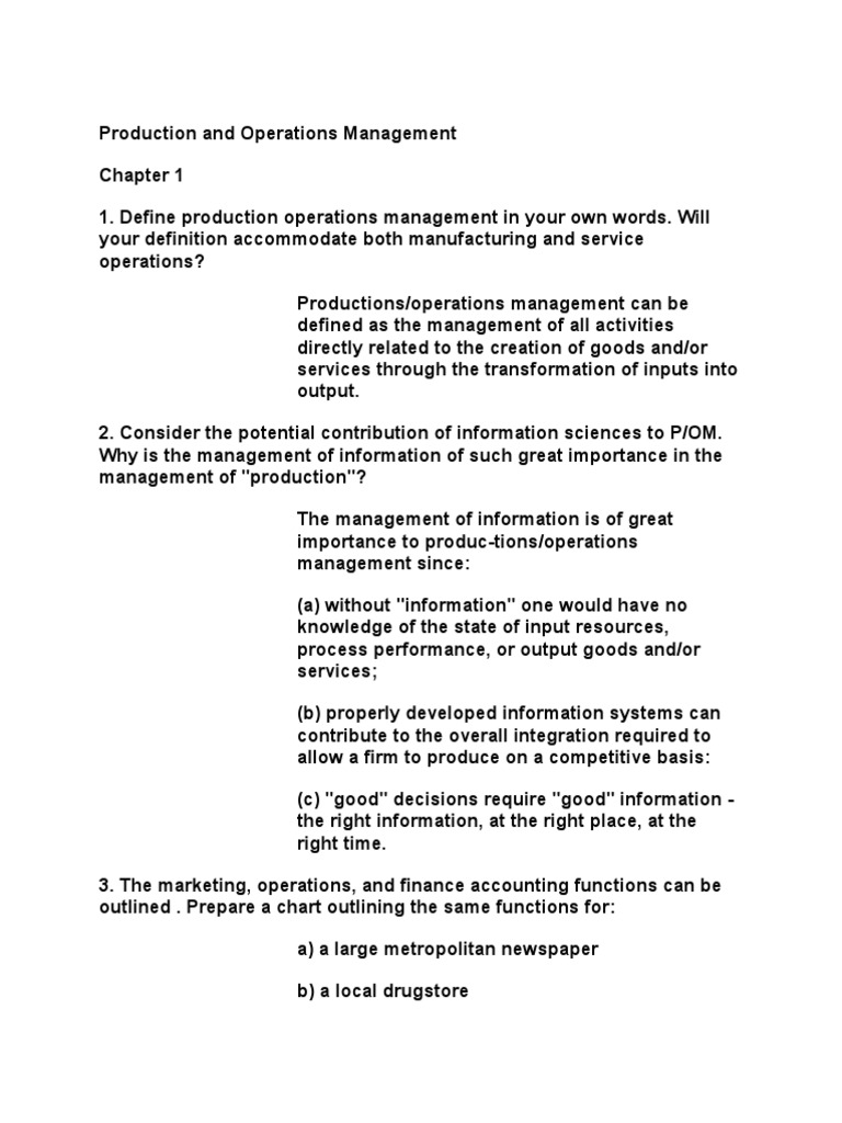 Production and Operations Management Overview | PDF | Employment ...