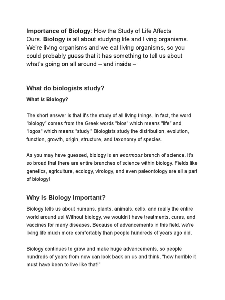 Importance of Biology | Reproduction | Earth & Life Sciences