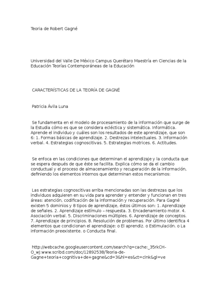 Teoria de Robert Gagné | PDF